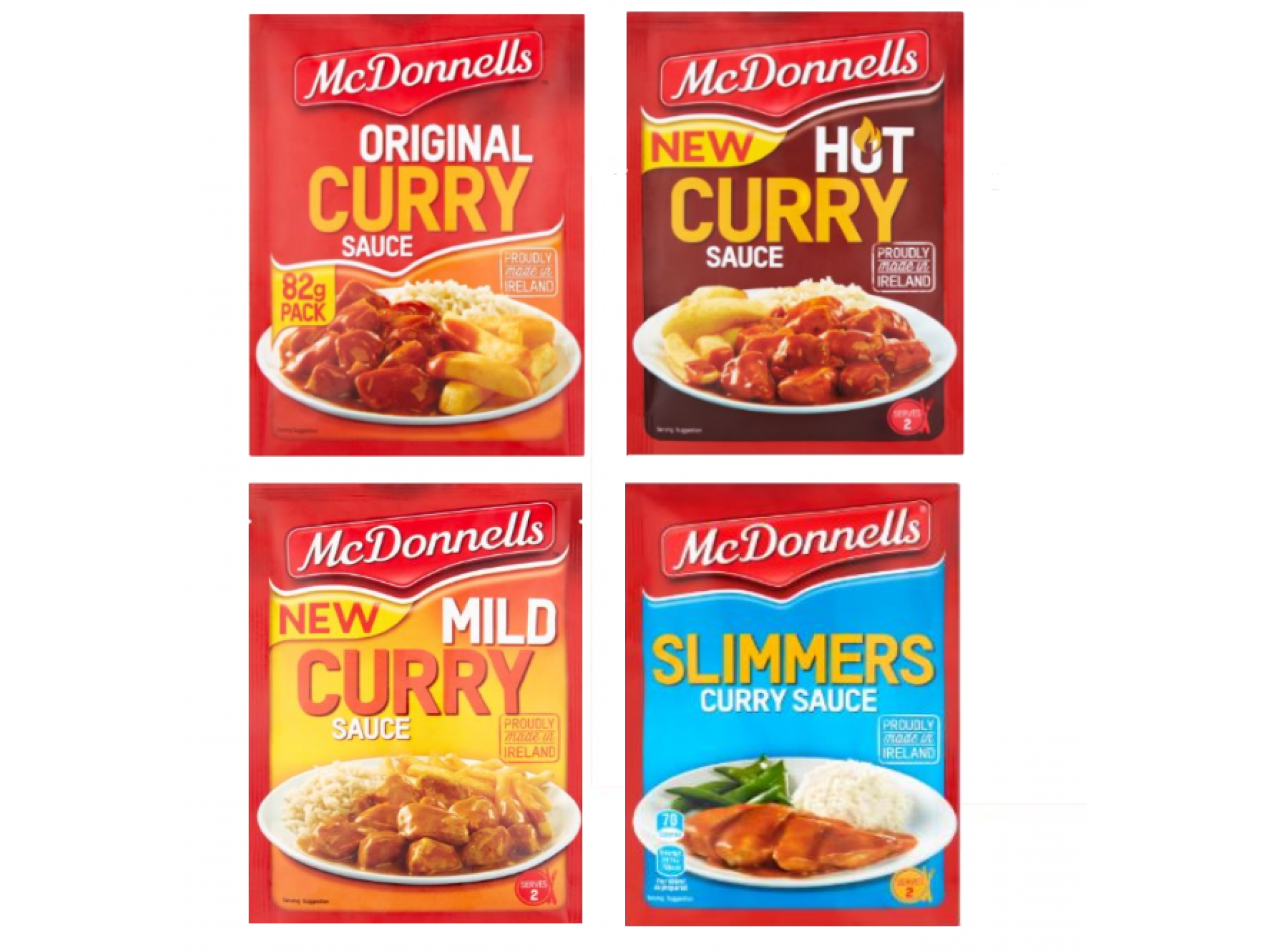 McDonnells Curry Sauce Multipack (Original, Mild, Hot, Slimmer) - 8 Pack